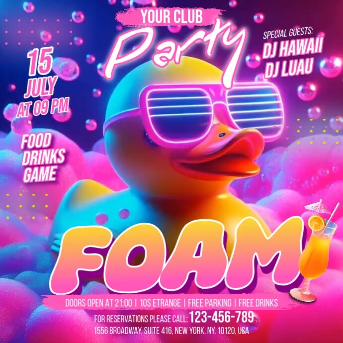 Neon Foam Party Square (1:1) Template | PosterMyWall