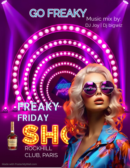 Plantilla de Neon freaky Friday show flyer | PosterMyWall