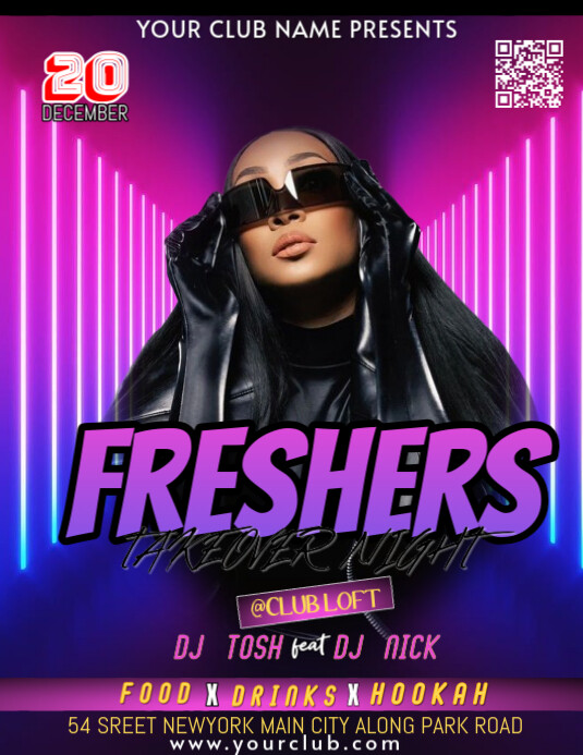 Copy of Neon Freshers Takeover Night Flyer (us Letter) | PosterMyWall