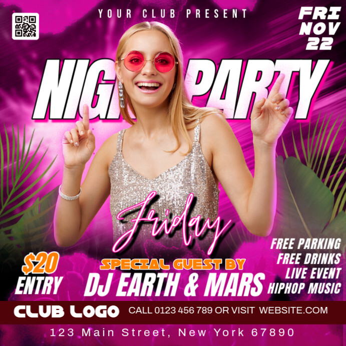 Modèle Neon Friday Night Party Instagram Post | PosterMyWall