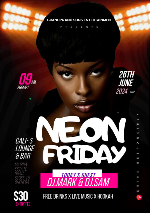 NEON FRIDAY PARTY DESIGN Template | PosterMyWall