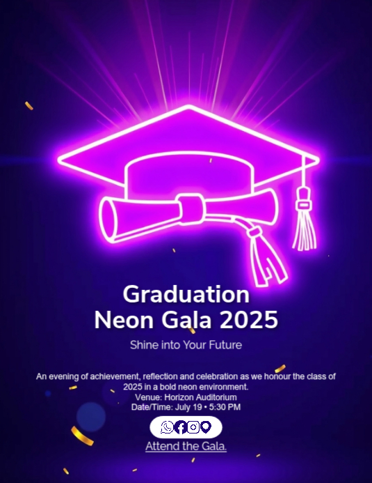 Neon Gala Graduation Flyer Template | PosterMyWall