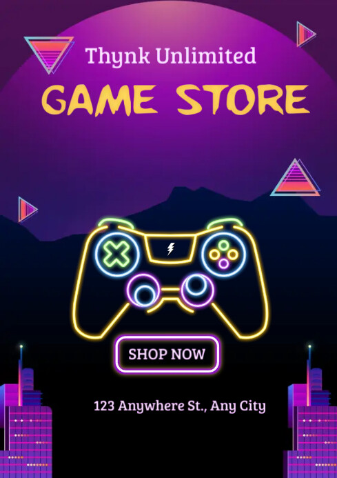 Neon Game Store Template | PosterMyWall