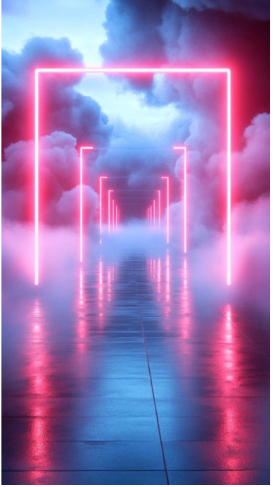 Plantilla de Neon gateway in a smoking cloud | PosterMyWall