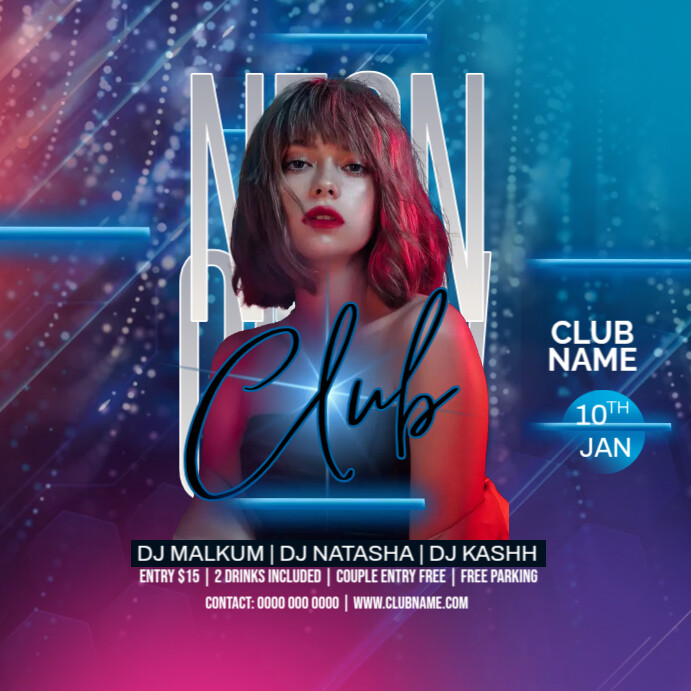 Neon Glow Club Template | PosterMyWall