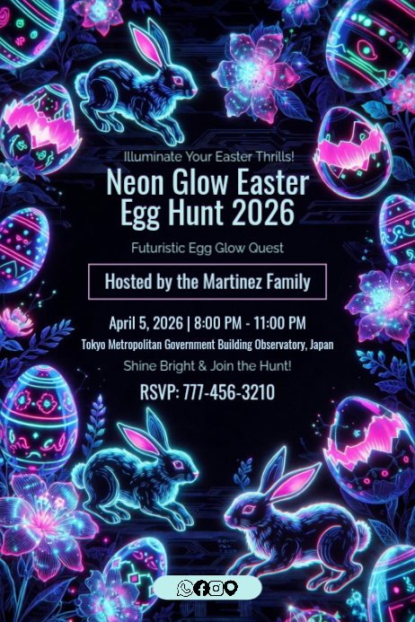 Neon Glow Easter Egg Hunt Poster Template 2026 Electric Printable ...