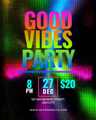Blue Neon Good Vibes Party Instagram Portrait Template | PosterMyWall