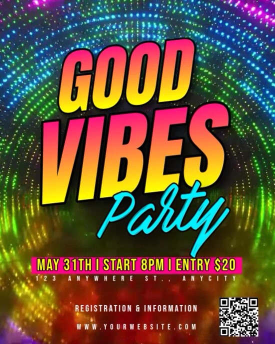 Copy of Neon Good Vibes Party Instagram Portrait | PosterMyWall