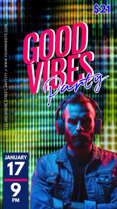 Copy of Neon Good Vibes Party Reel Instagram | PosterMyWall