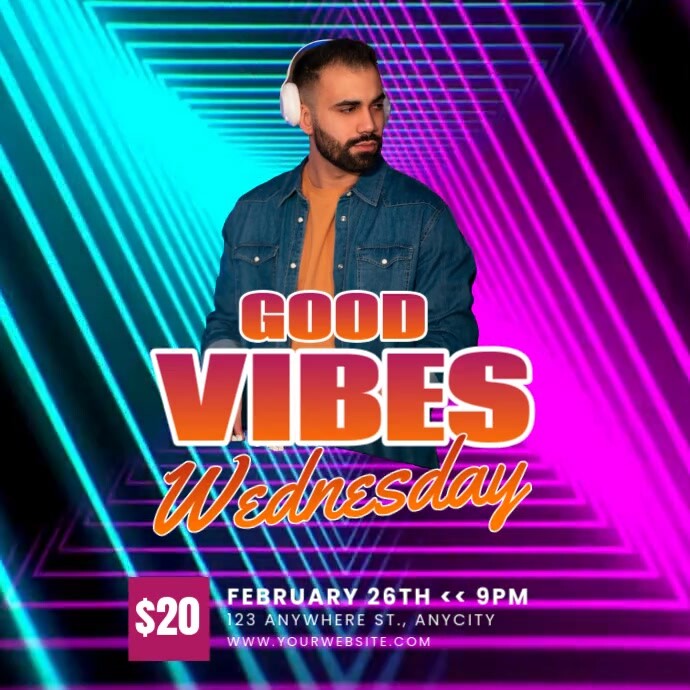 Plantilla de Neon Good Vibes Wednesday Pos Instagram | PosterMyWall