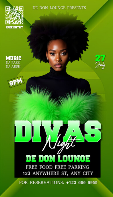 Copy of Neon Green Background Gradient Divas Night Business Card ...