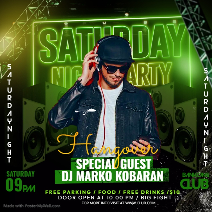 Neon Green Party Ads Template | PosterMyWall