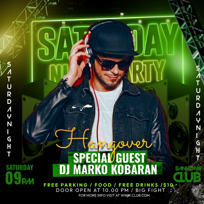Neon Green Party Ads Template | PosterMyWall