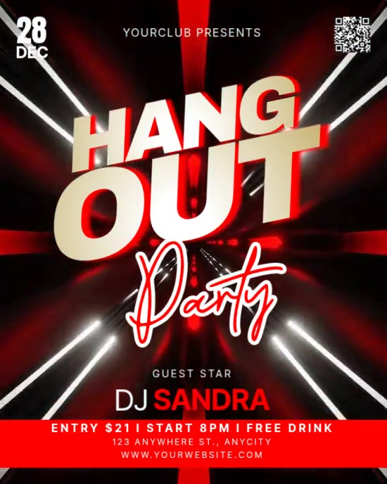 Neon Hangout Party Instagram Portrait Template | PosterMyWall