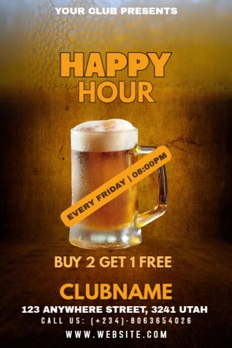 Modèle Neon Happy Hour Poster | PosterMyWall