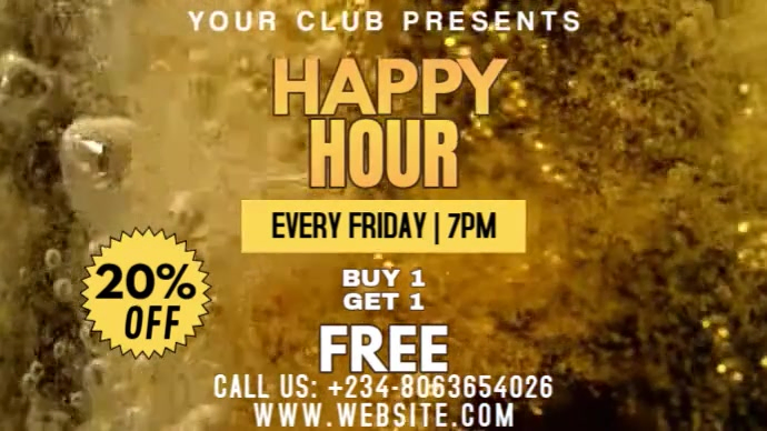 Neon Happy Hour Youtube Thumbnail Template | PosterMyWall