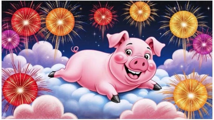 Neon Happy Pig New Year Fireworks Background Design Youtube Thumbnail ...