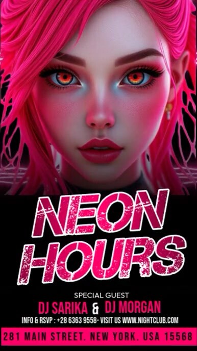 Neon Hours Party Template | PosterMyWall