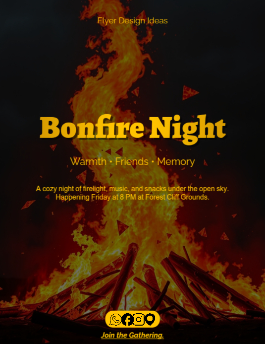Neon Ignite Realm – Bonfire Night Flyer (us Letter) Template | PosterMyWall