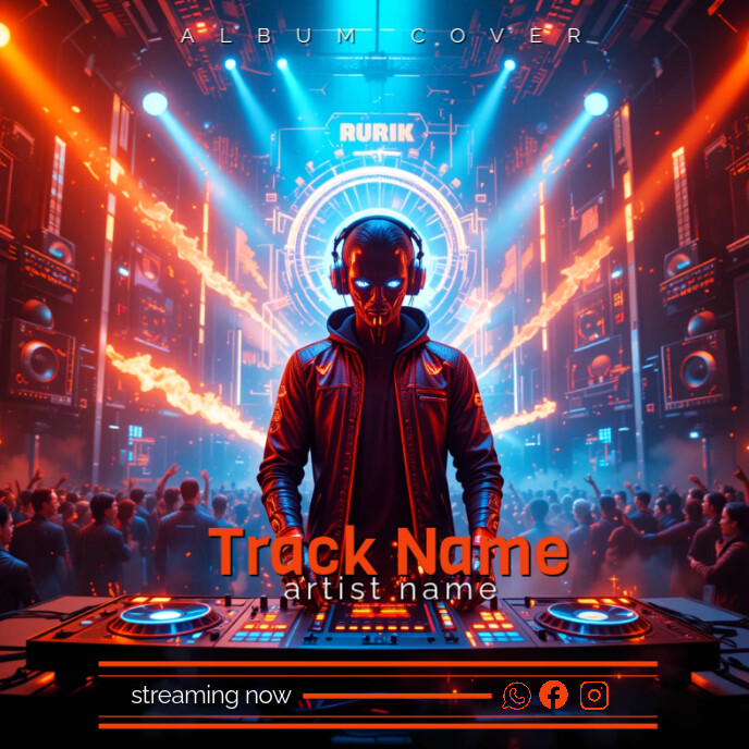 Neon Inferno Pulse – Edm / Electro Cover Album Cover Template ...