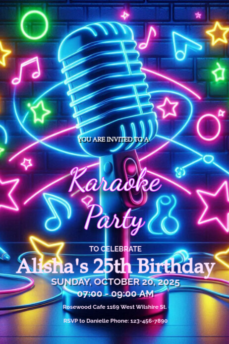 Karaoke Party Invitations Printable Karaoke Party Invitation Royalty