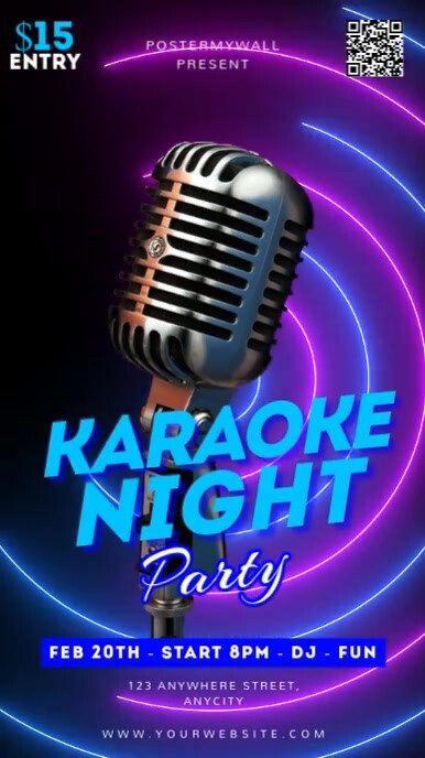 Neon Karaoke Night Party Reel Instagram Template | PosterMyWall
