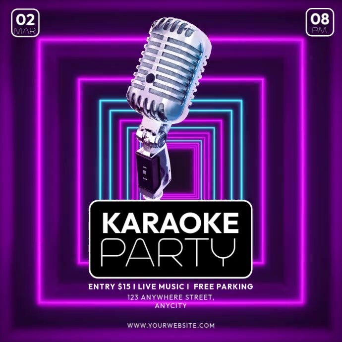 Neon Karaoke Party Pos Instagram Template | PosterMyWall