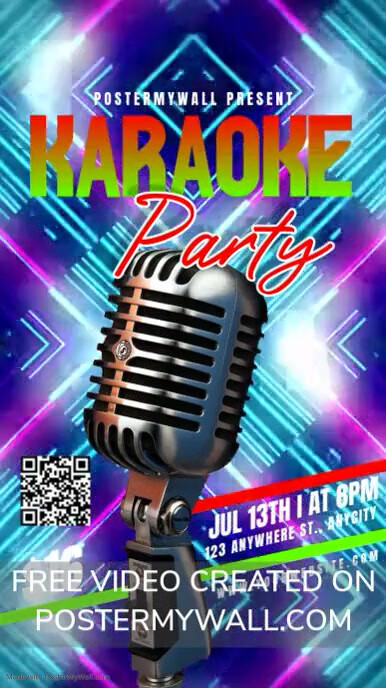 Neon Karaoke Party Reel Instagram Template | PosterMyWall