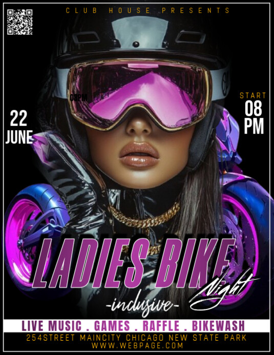 Neon Ladies Bike Night Flyer (us Letter) Template | PosterMyWall