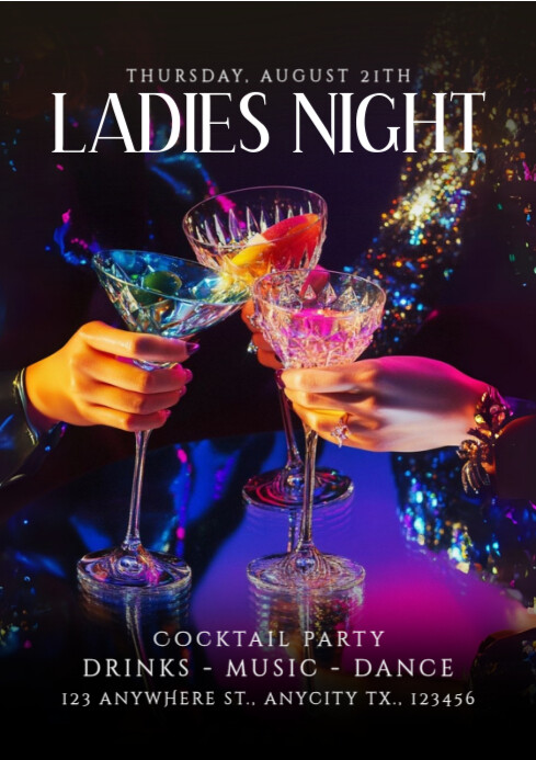 Plantilla de Neon Ladies Night Party A4 | PosterMyWall