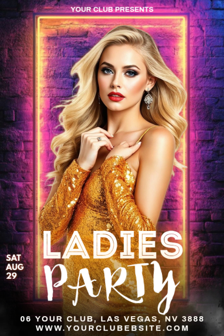 Neon Ladies Party Poster Template | PosterMyWall