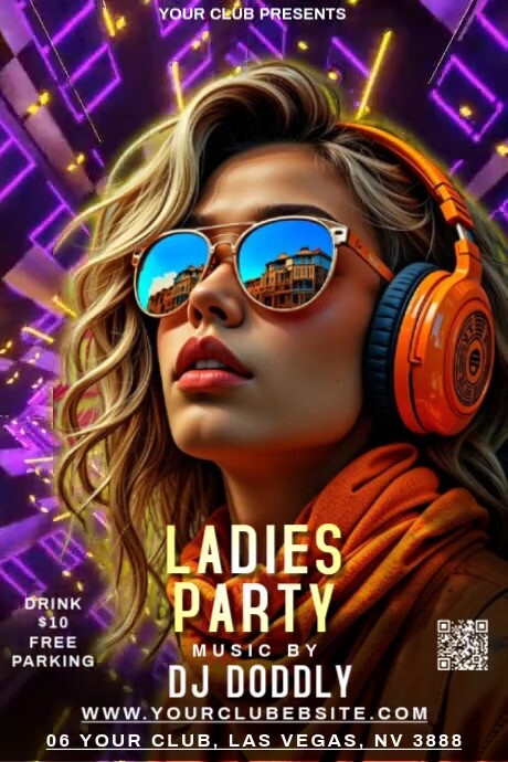 Neon Ladies Party Poster Template | PosterMyWall