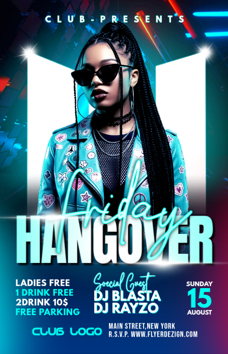 Neon Latin Night Party Flyer Tabloid Template | PosterMyWall