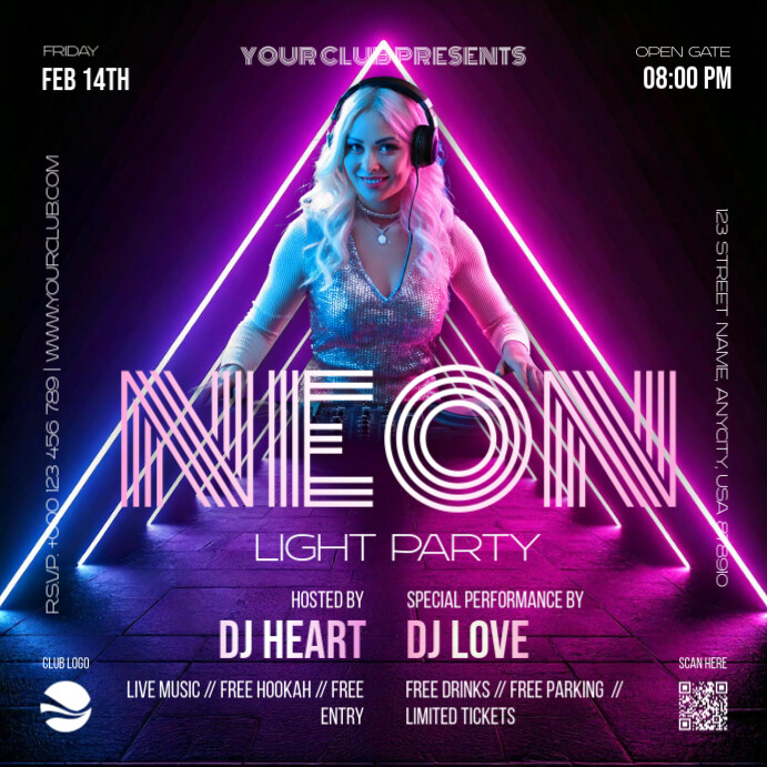 Copy of Neon Light Party Event Poster Flyer | PosterMyWall
