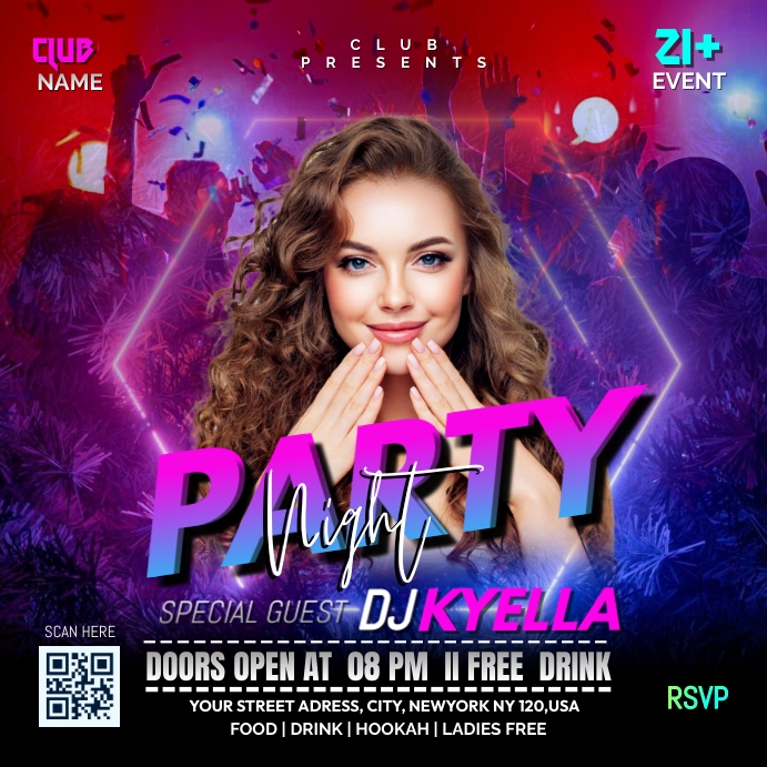 Neon Light Party Template | PosterMyWall
