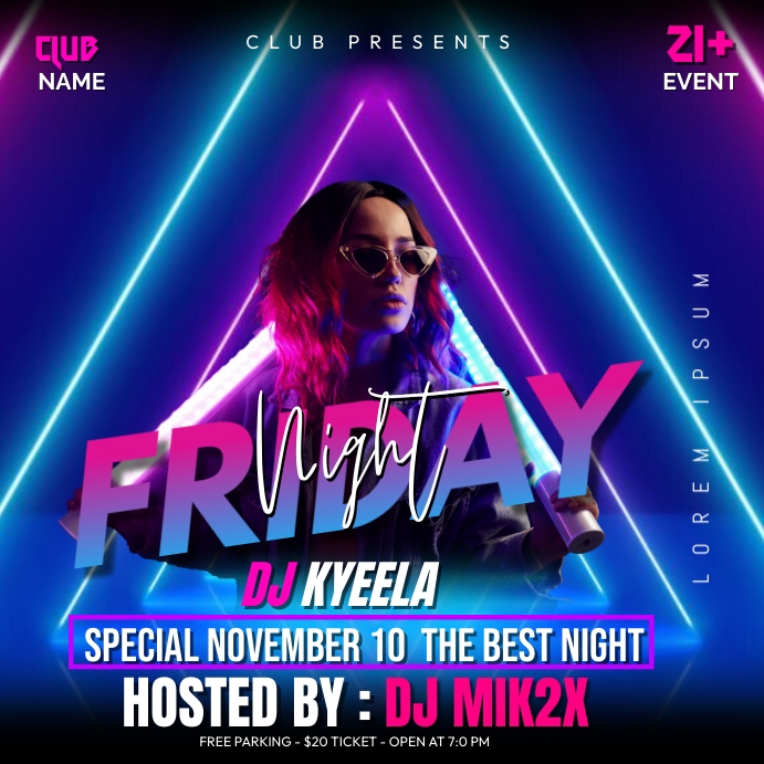 Neon Lights Party Template | PosterMyWall