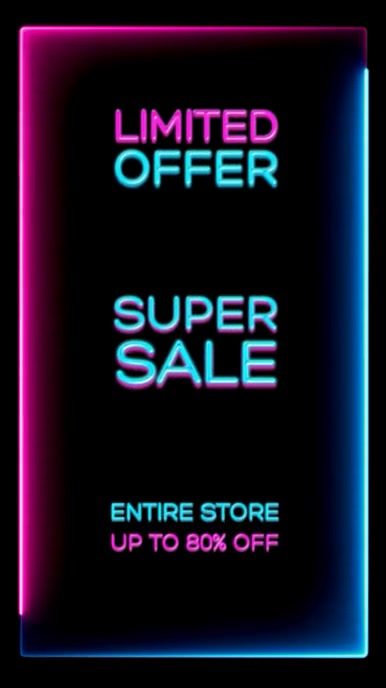 Neon Lights Sale Instagram Story Video Ad Template | PosterMyWall