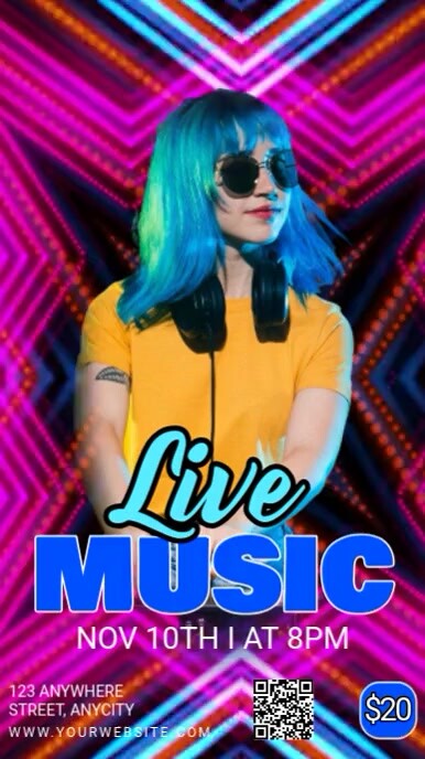 Neon Live Music Reel Instagram Template | PosterMyWall