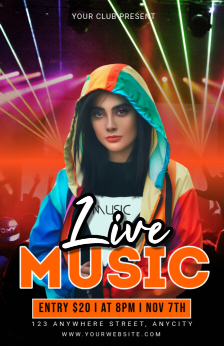Plantilla de Neon Live Music Tabloid | PosterMyWall