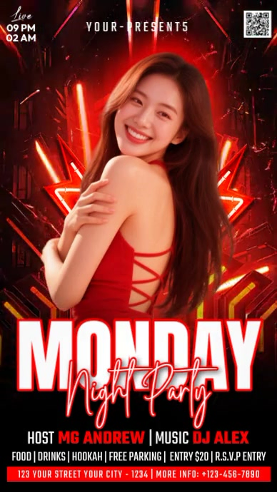 Neon Monday Night Party Instagram Reel Template | PosterMyWall