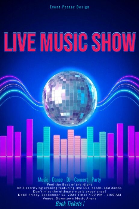 Neon Music Show Poster Template | PosterMyWall