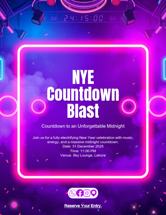 Neon New Year Countdown Flyer – Futuristic NYE 2026 Party Design ...