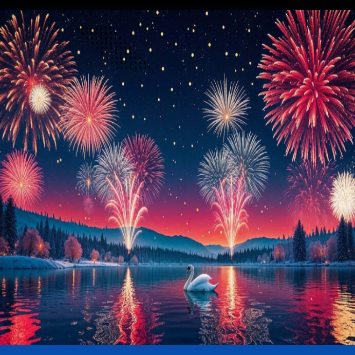 Neon New Year Fireworks Background Instagram Post Template | PosterMyWall