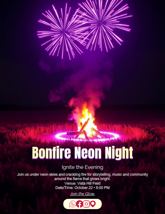 Copy of Neon Night Bonfire Festival Flyer Template | PosterMyWall