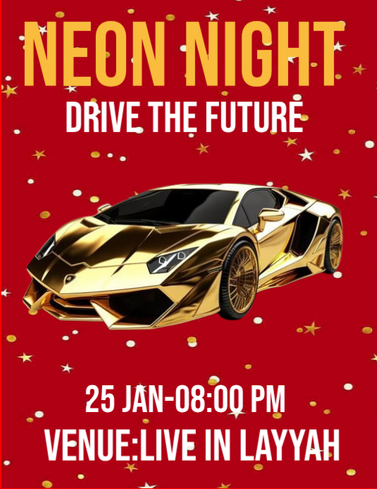Neon Night Car Event Poster Template | PosterMyWall