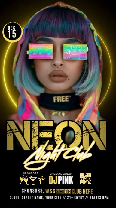 Neon Night Club Template | PosterMyWall