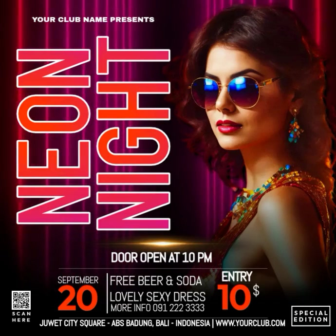 Neon Night Club Template | PosterMyWall