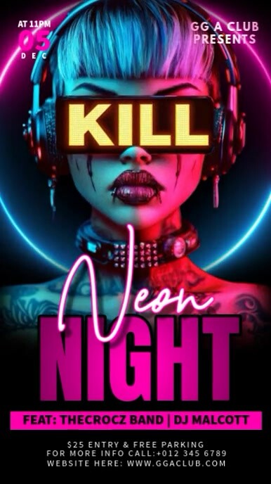 Neon Night Club Template | PosterMyWall