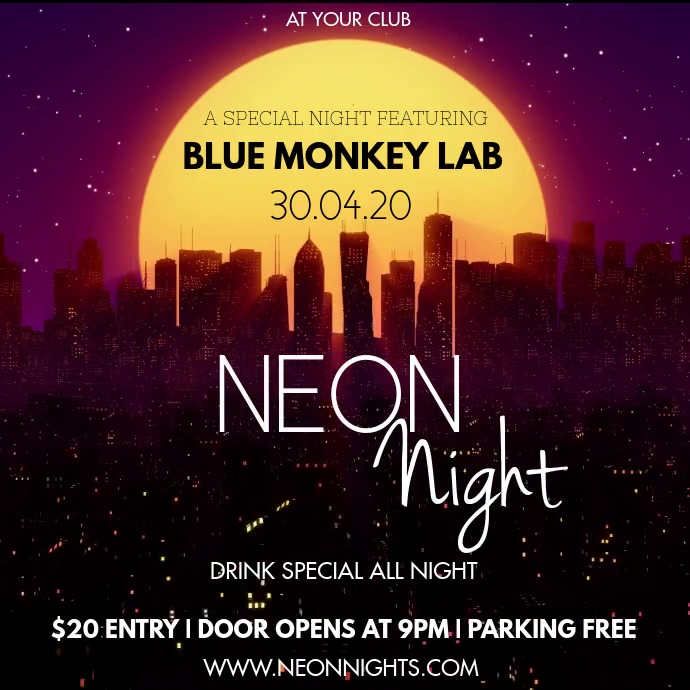 NEON NIGHT Template | PosterMyWall