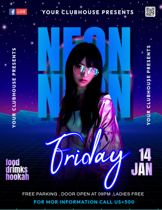 NEON NIGHT Template | PosterMyWall